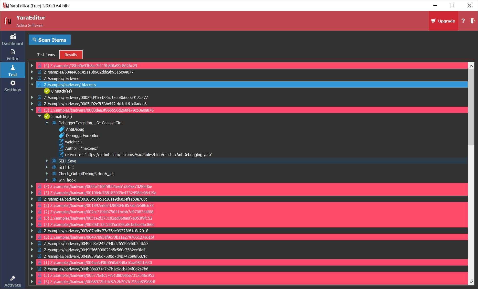 YaraEditor | Yara Signatures Rules Editor & IDE • Adlice Software