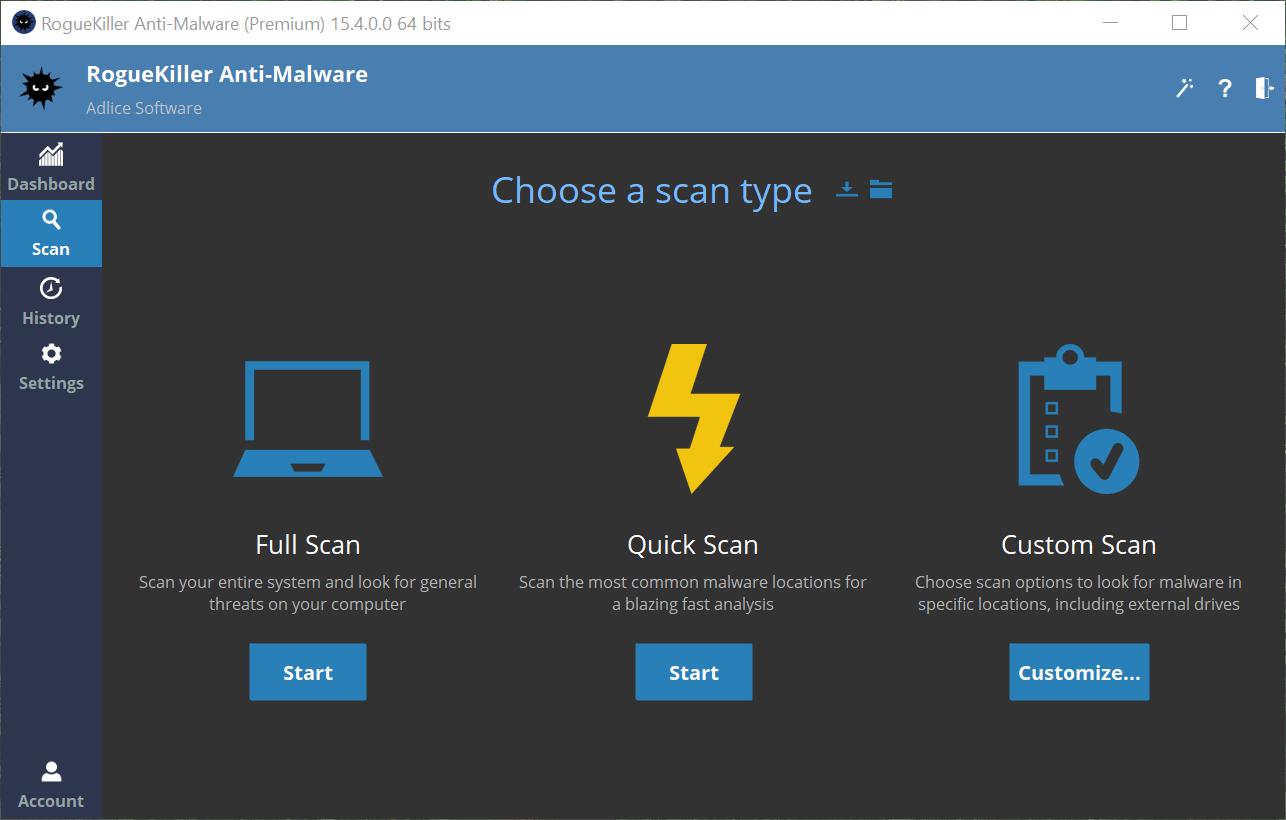 RogueKiller | Documentation : Run a Scan • Adlice Software