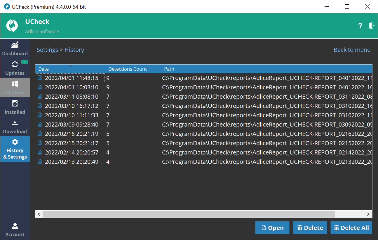 UCheck | Documentation : Settings • Adlice Software